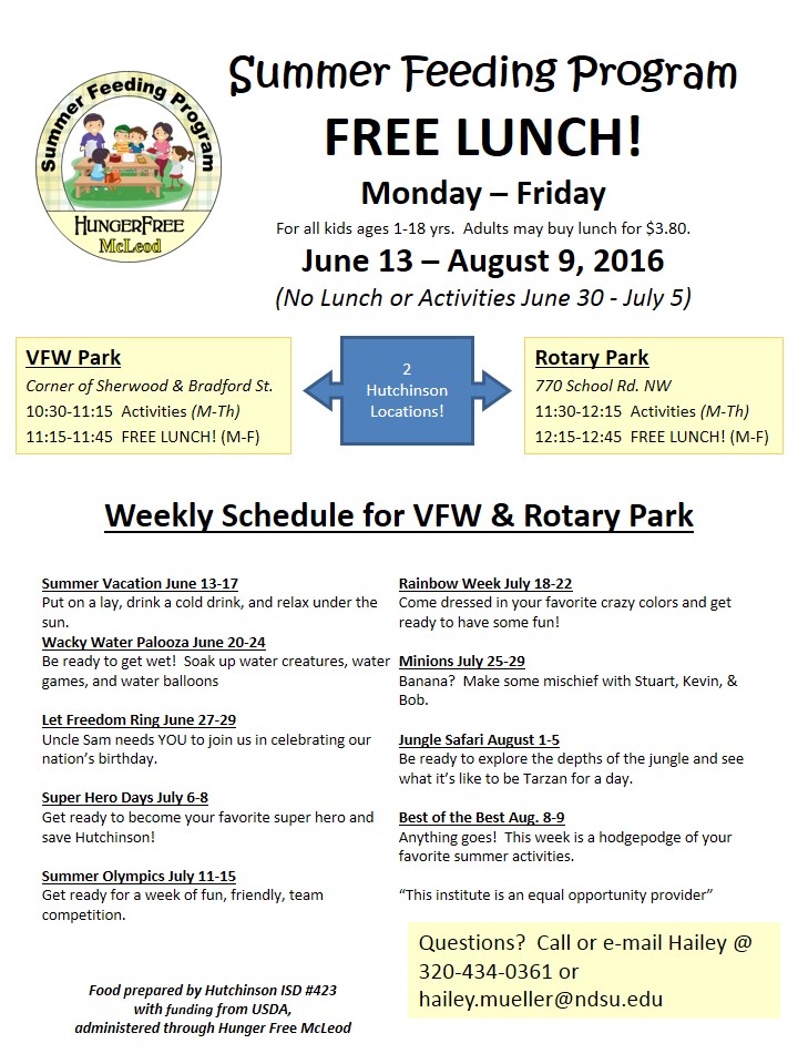 2016 Summer Feeding Program Hutchinson Public Schools